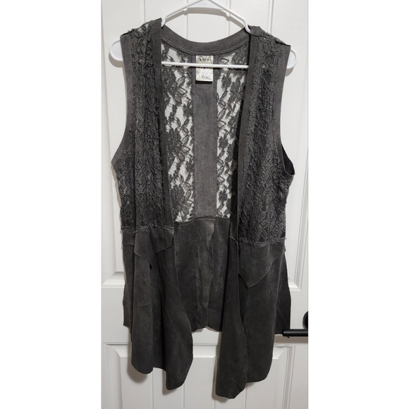 Vocal | Jackets & Coats | Vocal Western Vest Brushed Suede And Lace Charcoal Gray Womens Large ...